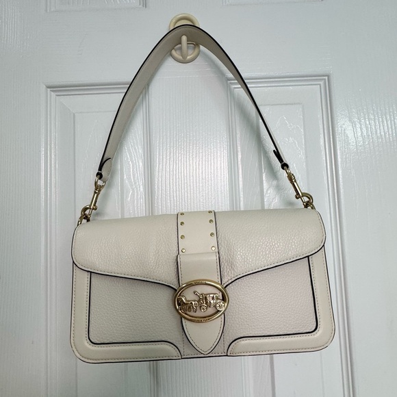 Coach | Bags | Coach White Crossbody Bag With Gold Coach Horse Carriage ...